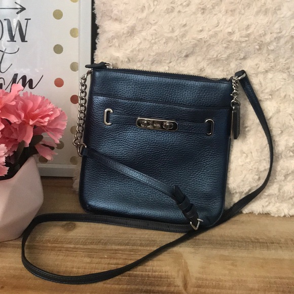 Coach | Bags | Coach Swagger Metallic Blue Swing Crossbody | Poshmark